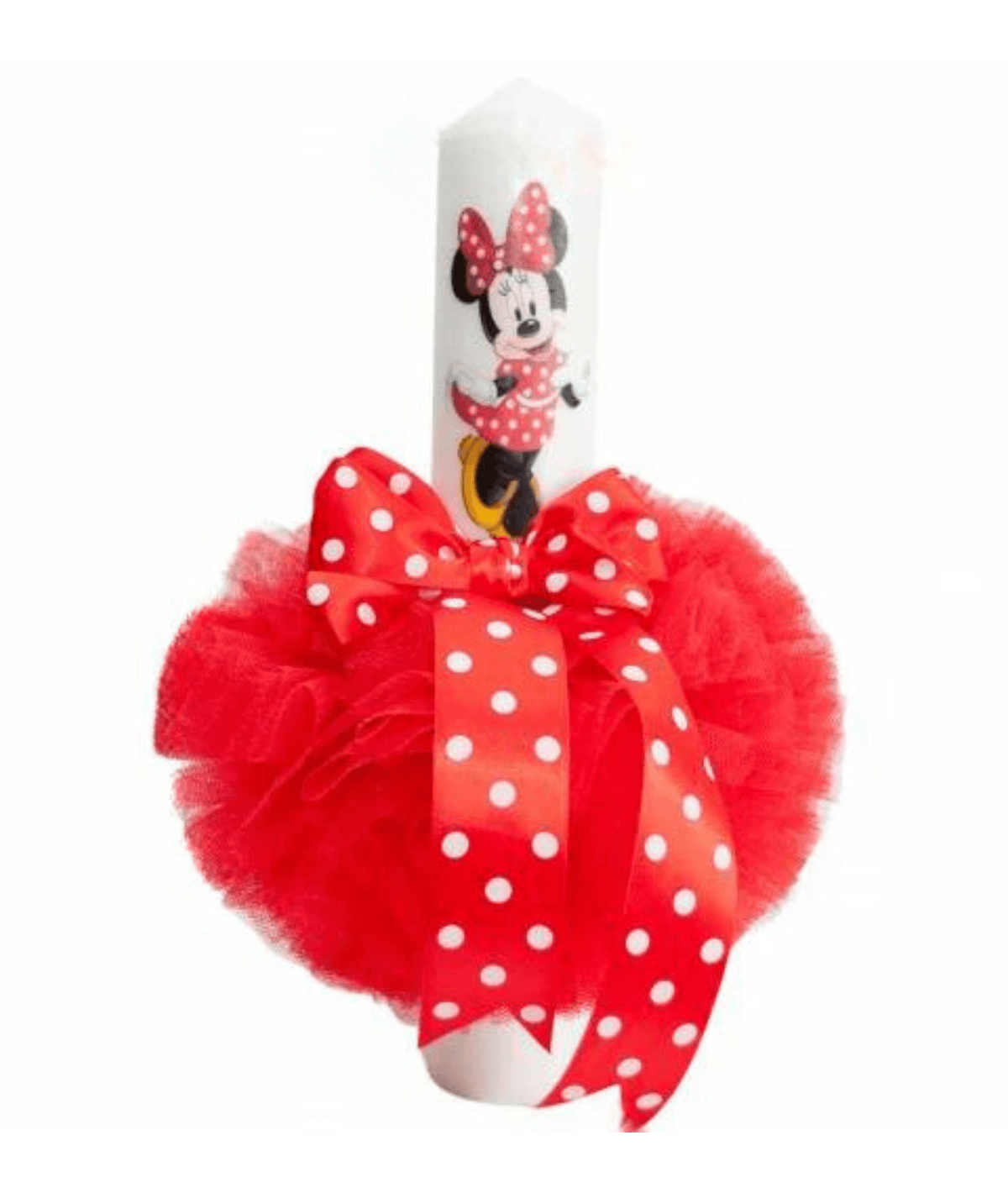 Lumanare botez Minnie Mouse - rosu - BotezCuAlina.ro